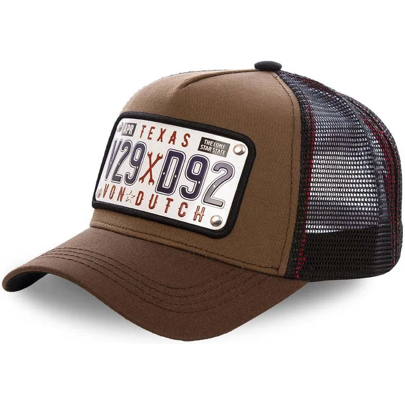Von Dutch Texas Plate TEX1 Brown Trucker Hat: Caphunters.lv